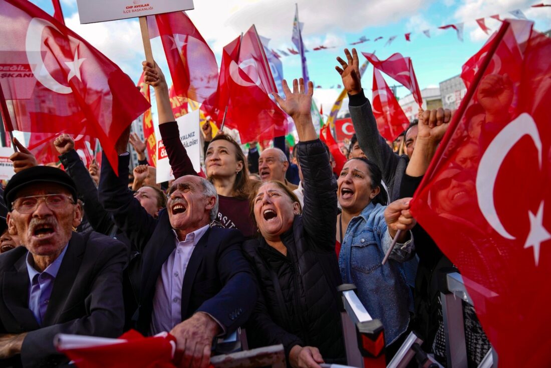 Hundreds in Turkey protest the arrest and ouster of opposition mayor ...